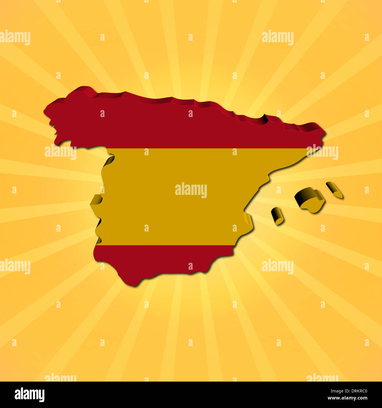 Spain map flag on sunburst illustration Stock Photo - Alamy