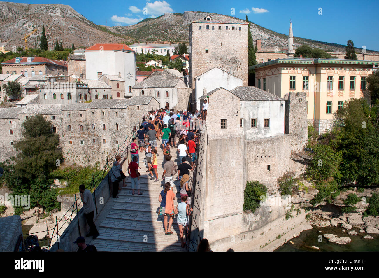 Tourists on Stari Most bridge, Mostar, Bosnia and Herzegovina Stock ...