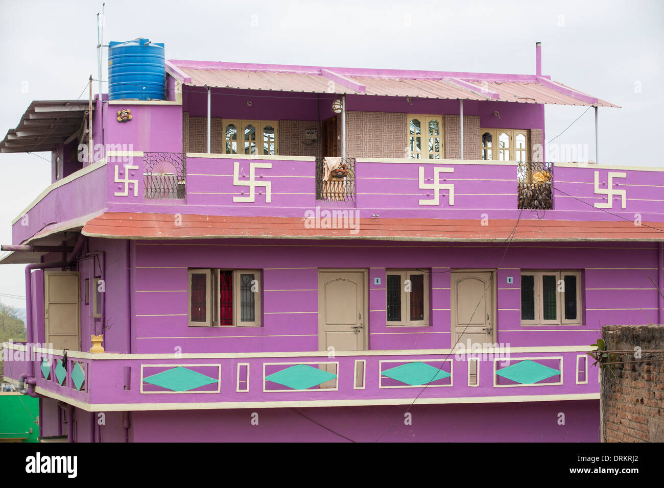 Hindu symbols on a house near Mysore, India, the symbl was hijacked by ...