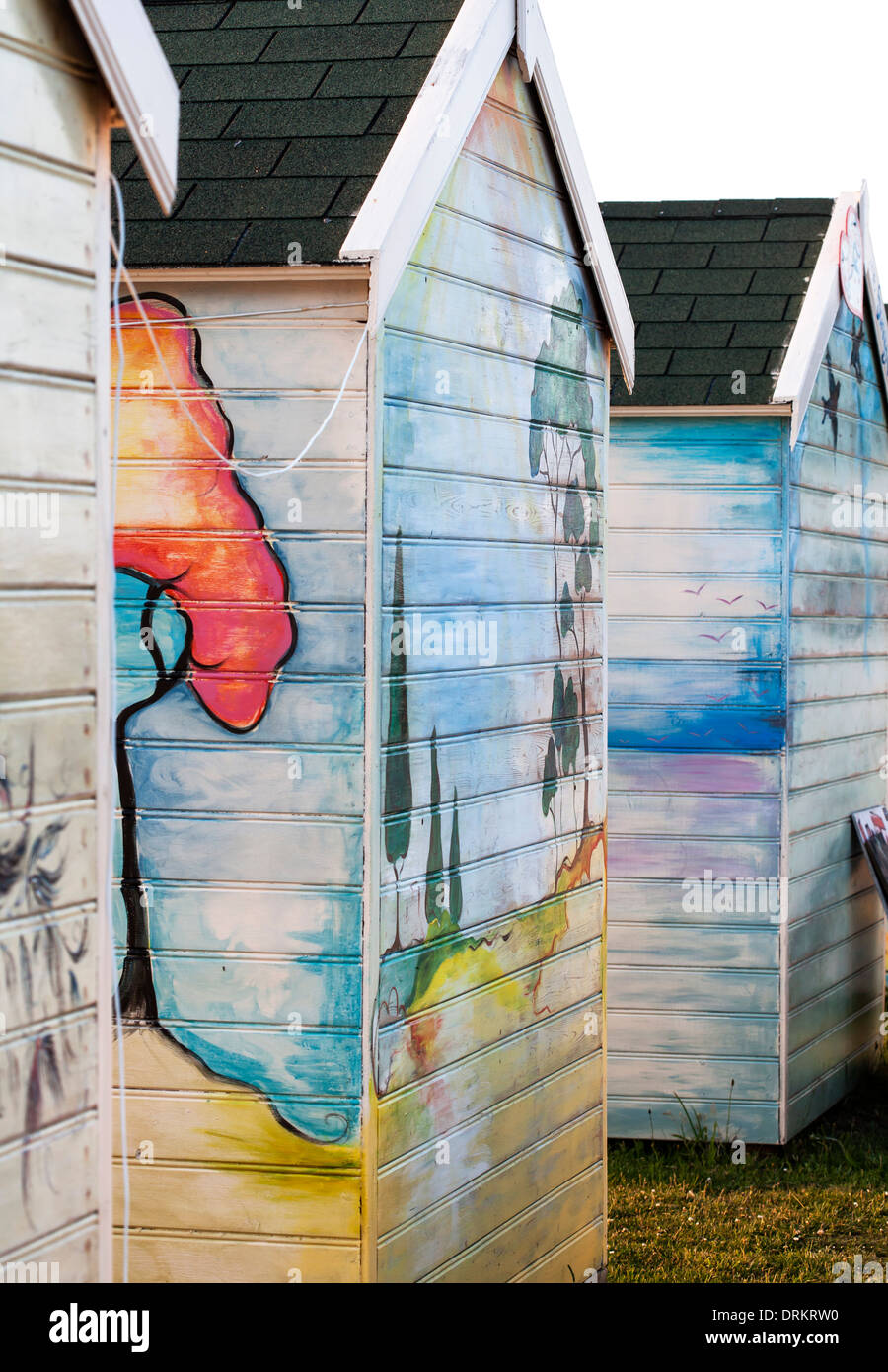 Retro painted beach huts at Southwold, Suffolk, UK Stock Photo - Alamy
