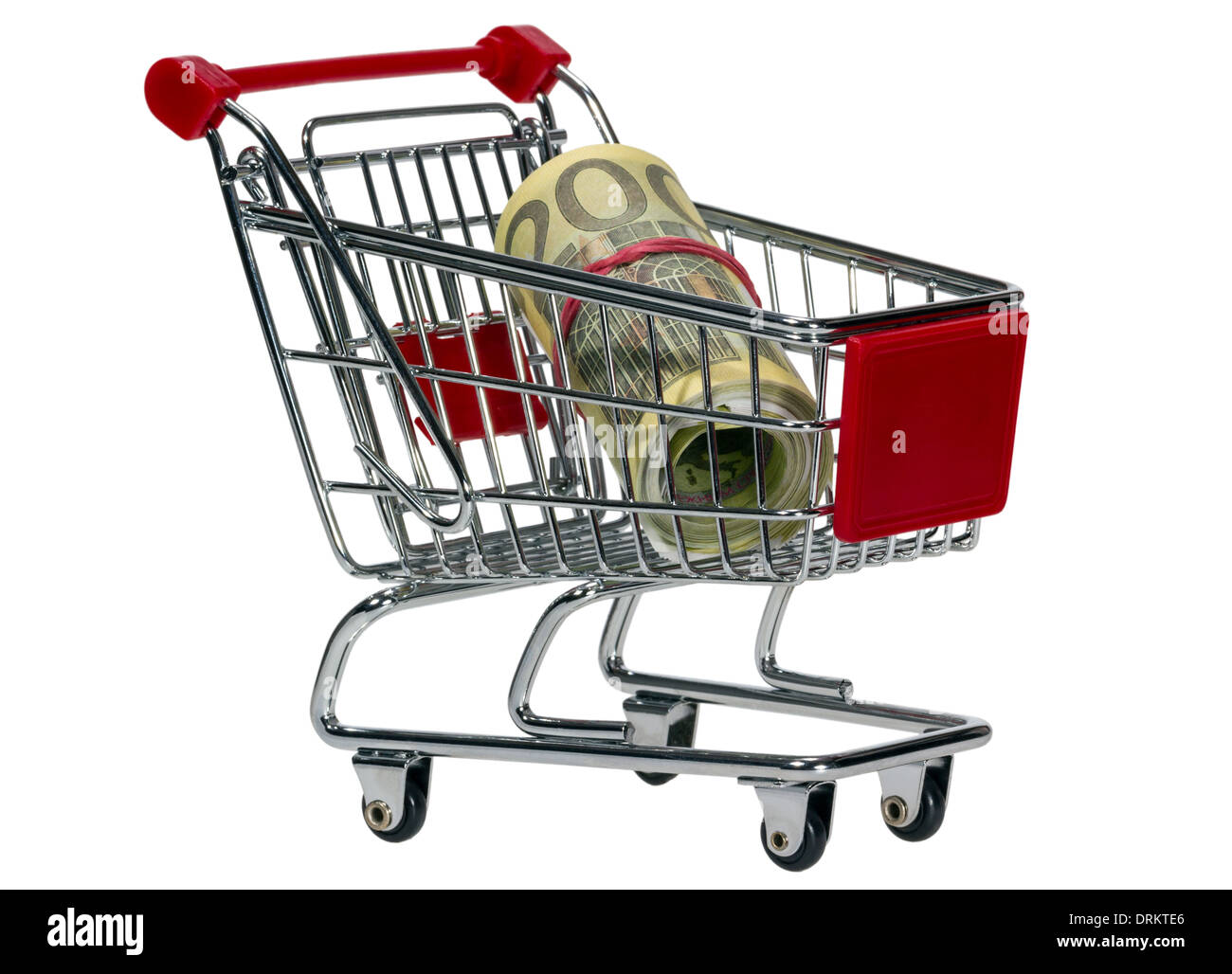 Shopping Cart with money isolated on white background Stock Photo - Alamy