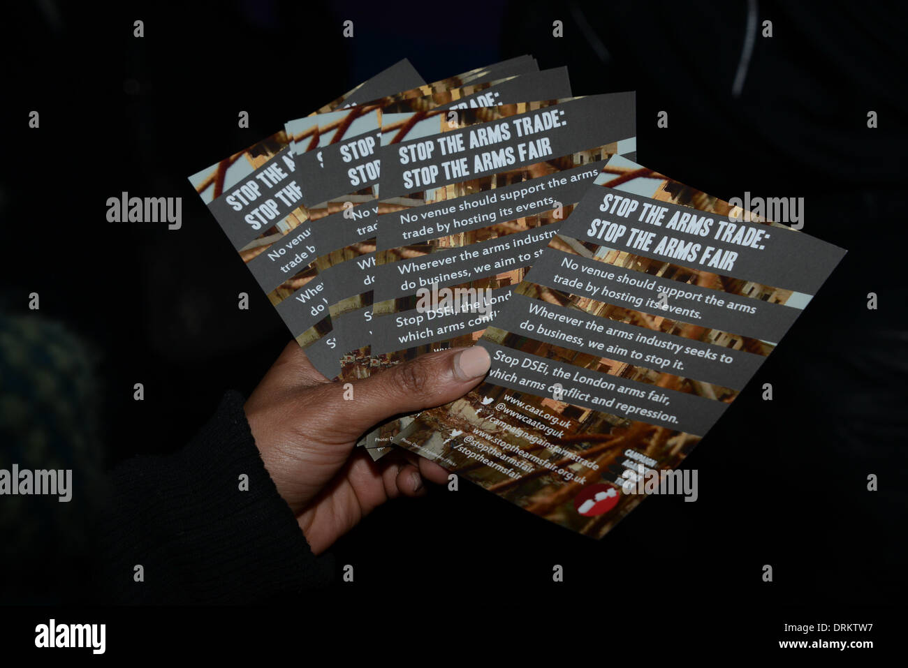 London UK, 28th January 2014 : A group of Campaign Against Arms Trade ...