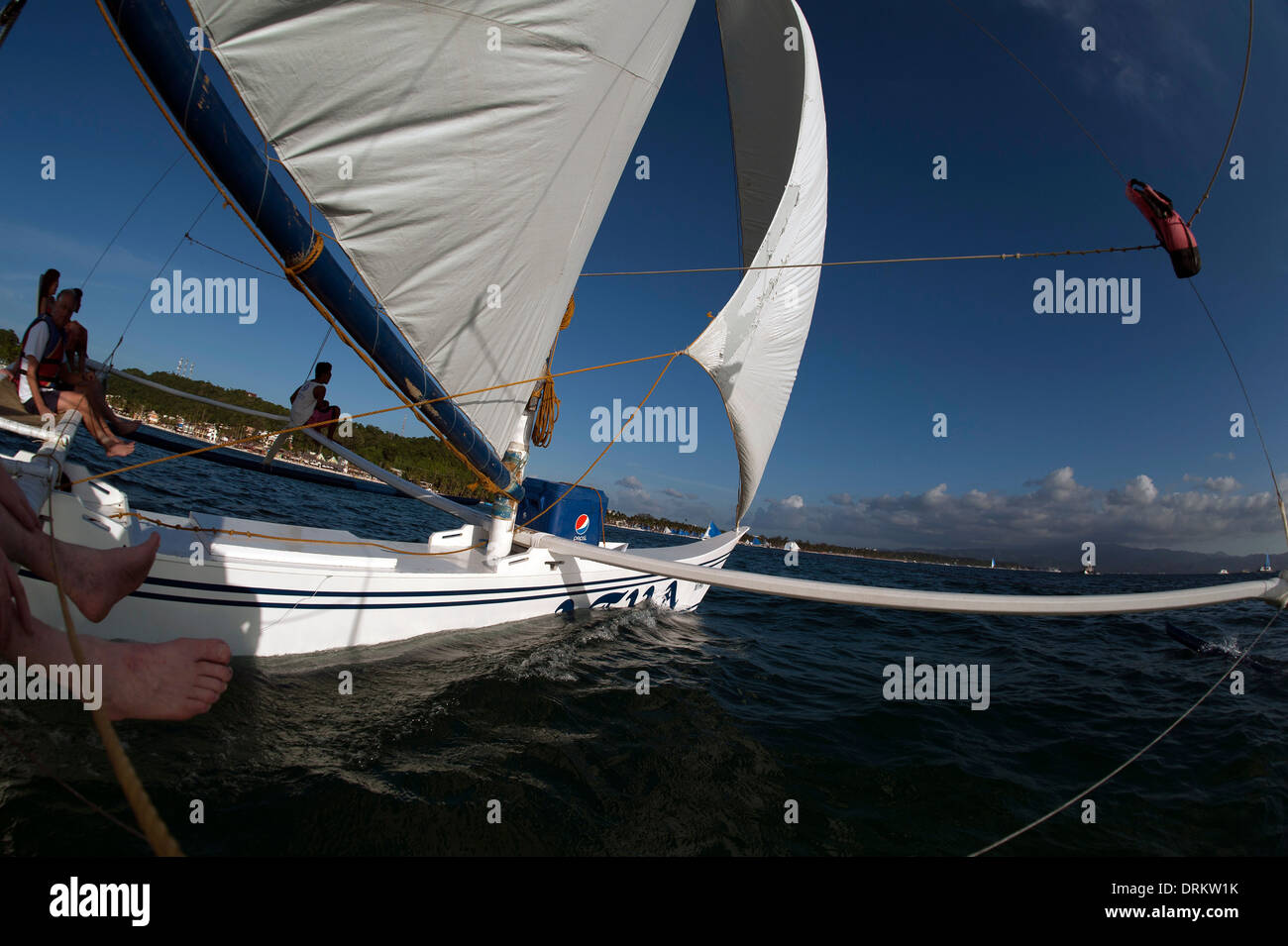 A sailing banca boat, Boracay Island, Philippines, South East Asia ...