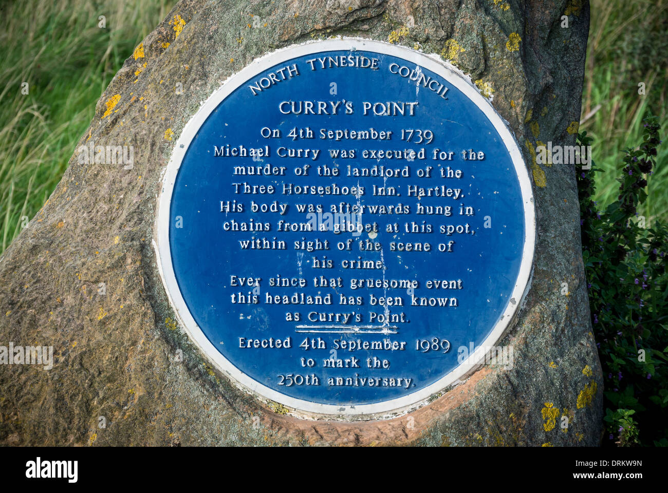 Curry's Point blue visitors plaque Stock Photo - Alamy