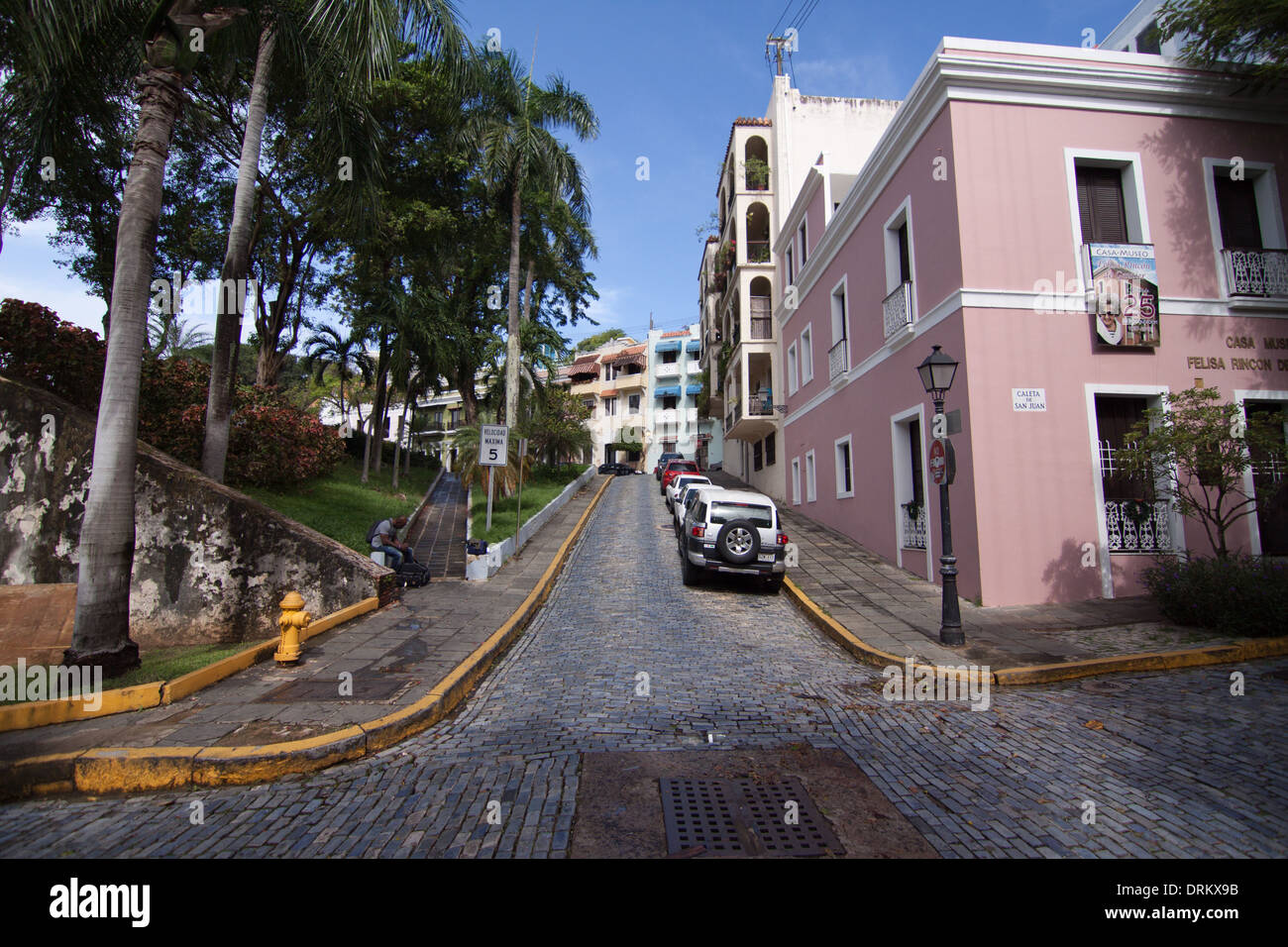 Street scene near the old city wall in Old San Juan, Puerto Rico Stock ...