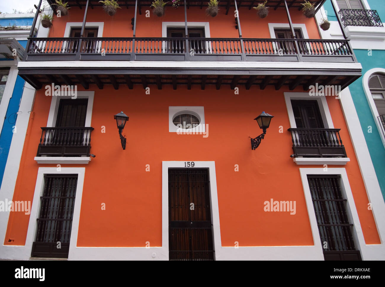 Orange house in Old San Juan, Puerto Rico Stock Photo - Alamy