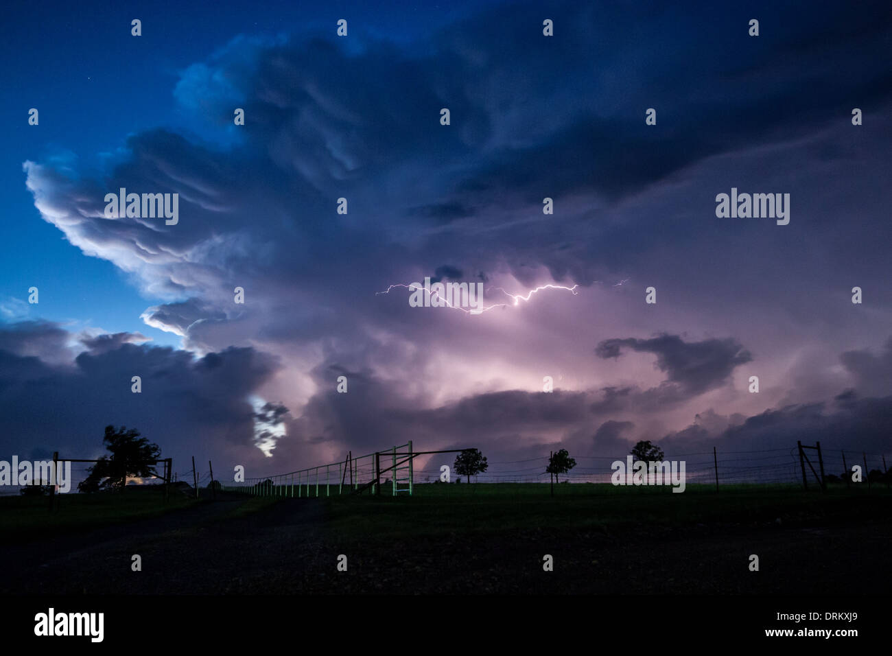 A supercell thunderstorm produces intra-cloud lightning just after ...