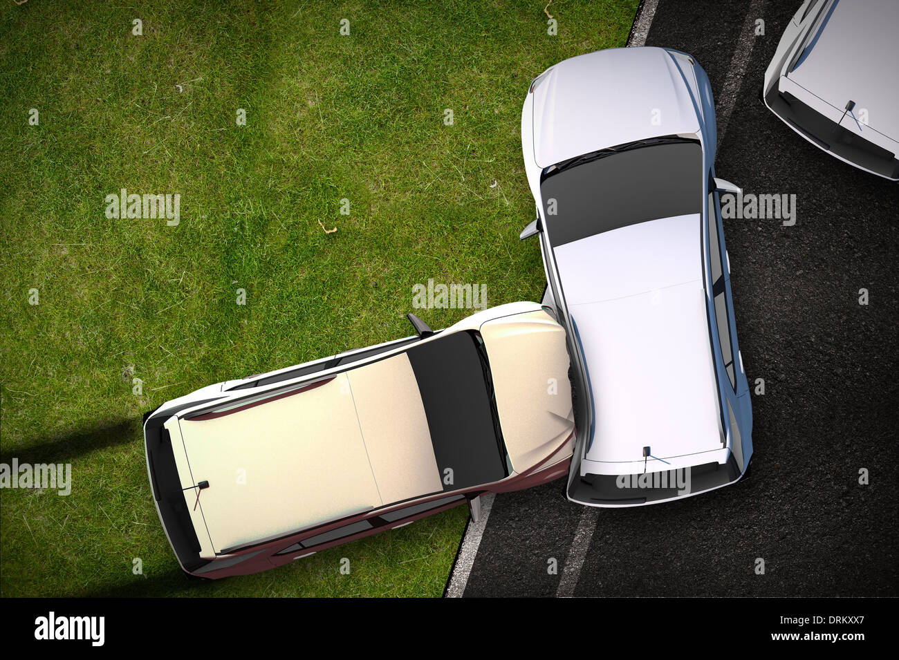 Cars Crash Illustration - Bird View (Top View) DUI Theme. Cars Side ...