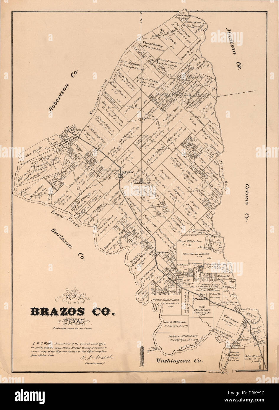 Map of Brazos County, Texas, USA 1879 Stock Photo - Alamy