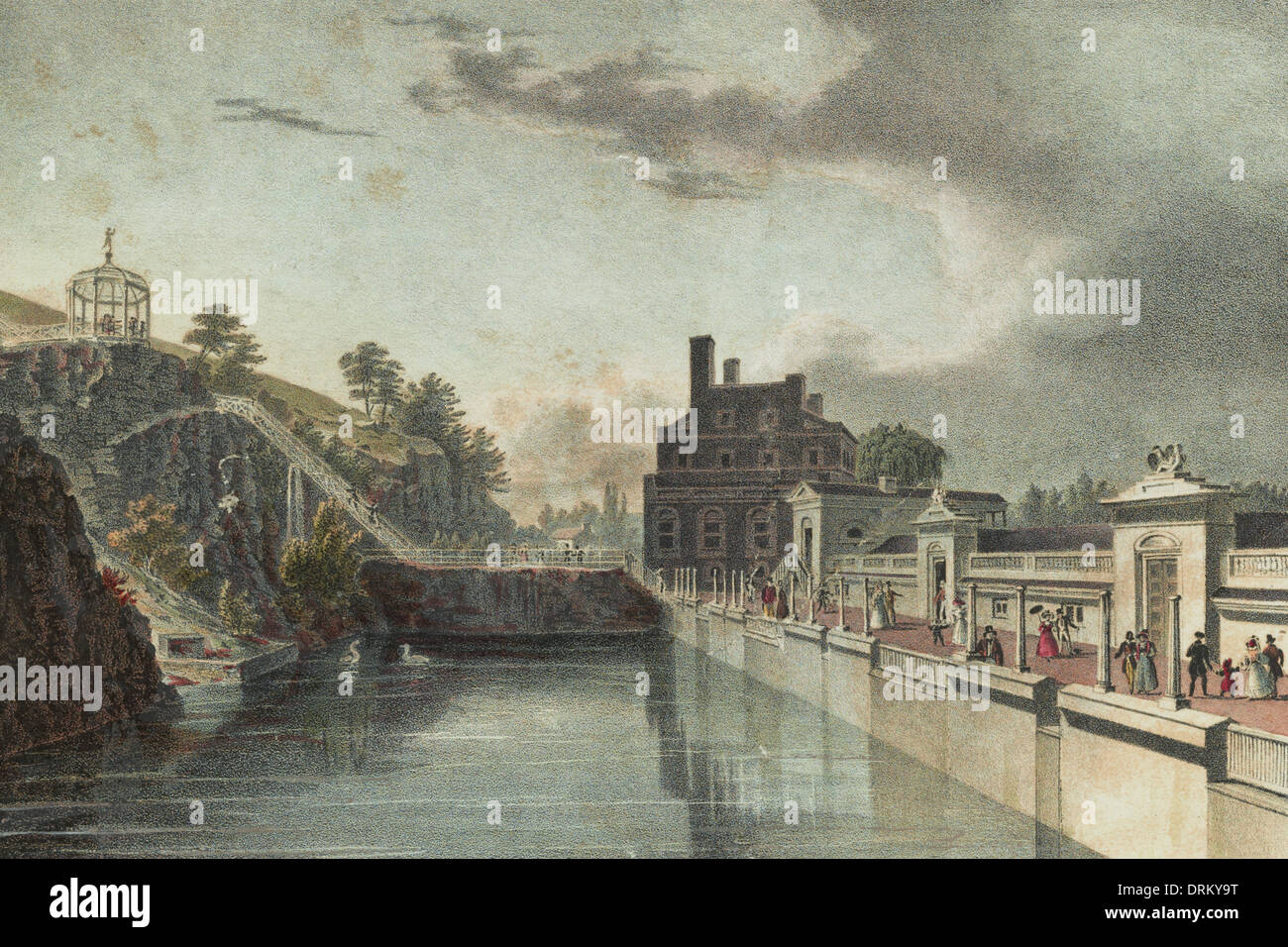 Fairmount waterworks, Philadelphia, Pennsylvania circa 1850 Stock Photo ...