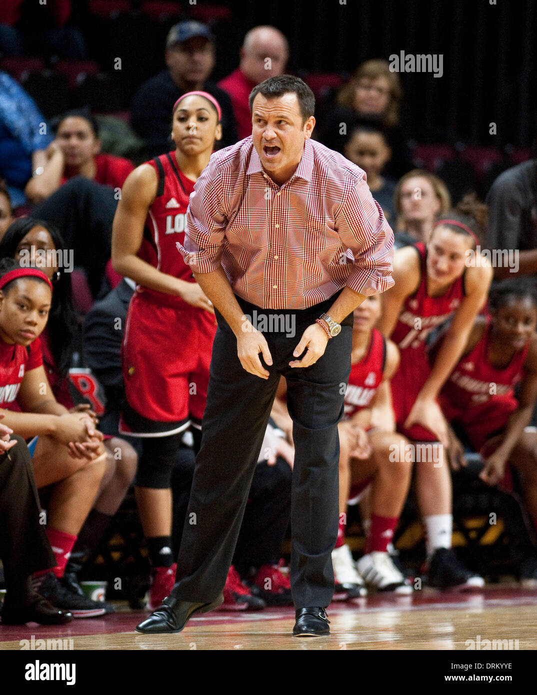 Piscataway, New Jersey, USA. 28th Jan, 2014. Louisville's head coach ...