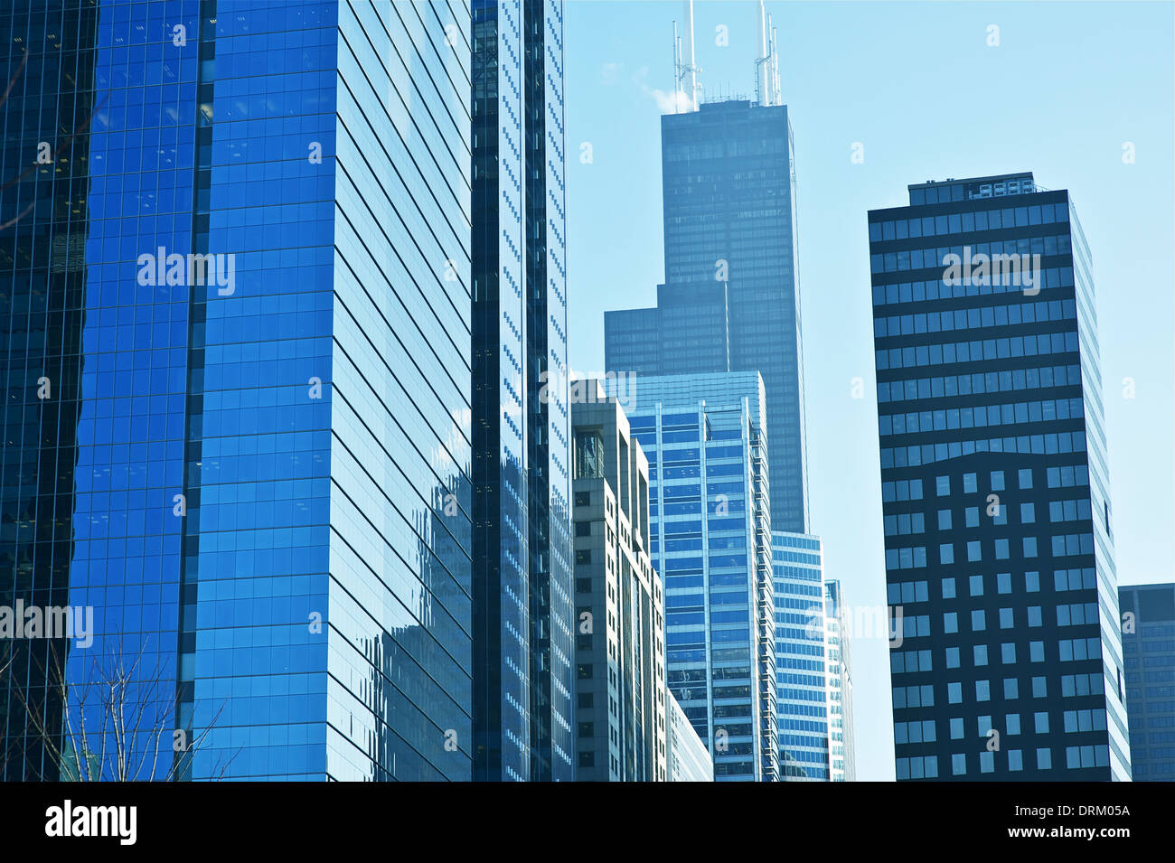 Modern American Cityscape. Glassy Skyscrapers of Chicago, Illinois, USA ...