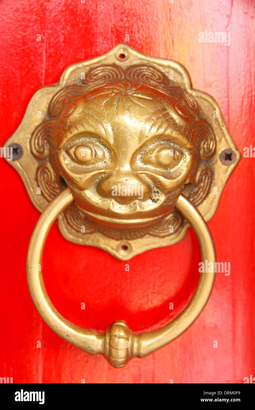 Lion head door loop made of brass Stock Photo - Alamy