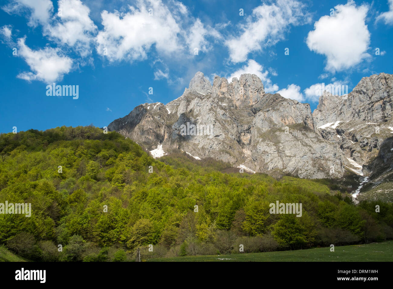 Spain, Cantabria, Picos de Europa National Park, Mountain massif Pena ...