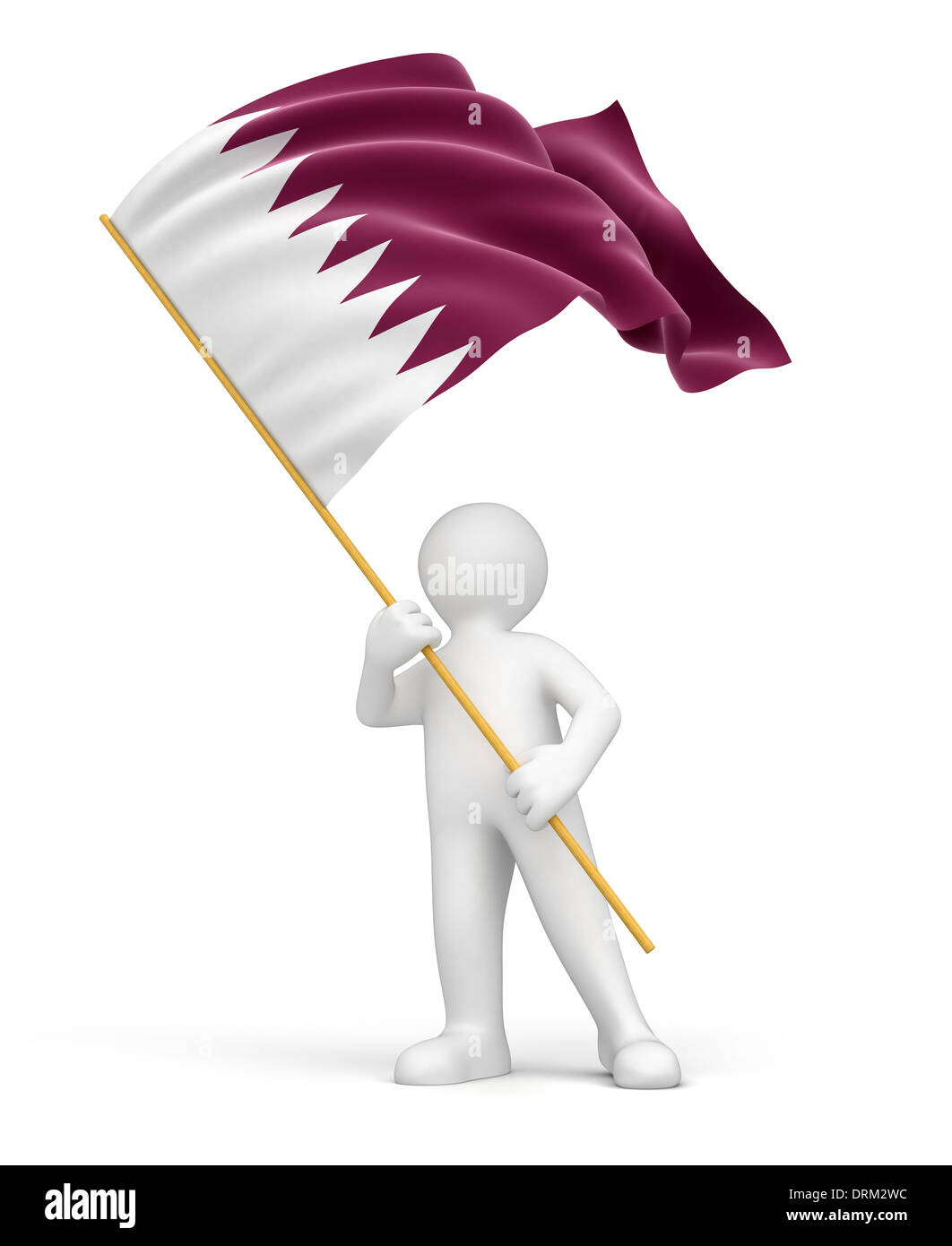Man and Qatar flag (clipping path included Stock Photo - Alamy