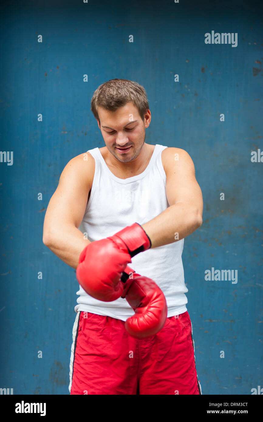 Boxer red boxing gloves fighting hi-res stock photography and images ...