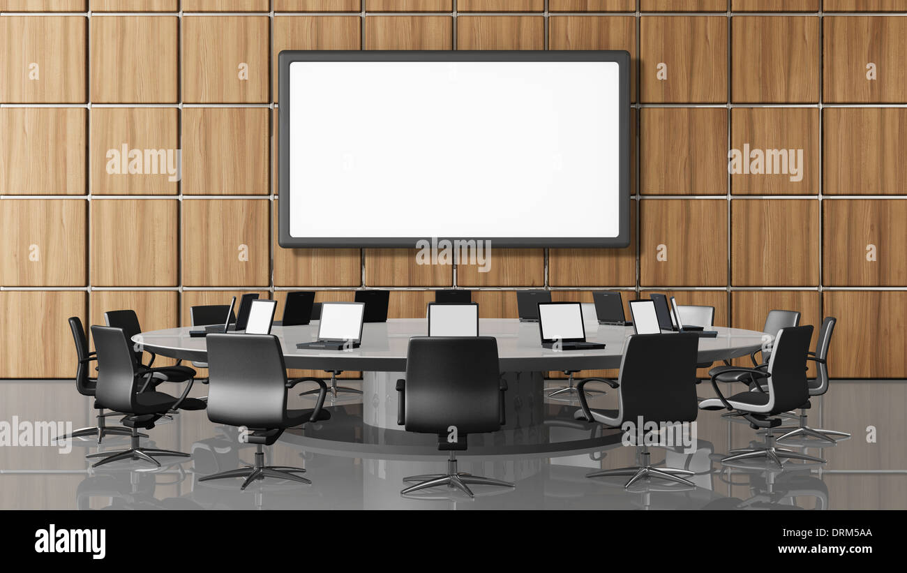 Conference room with projection screen, illustration Stock Photo - Alamy