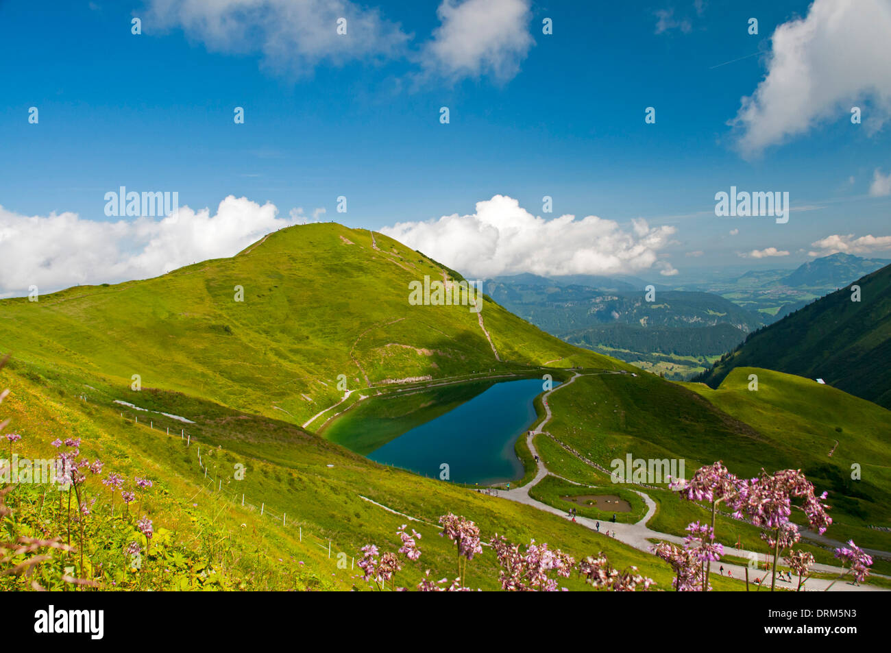 Austria, Allgaeu Alps, Schneeteich, artificial lake for artificial ...