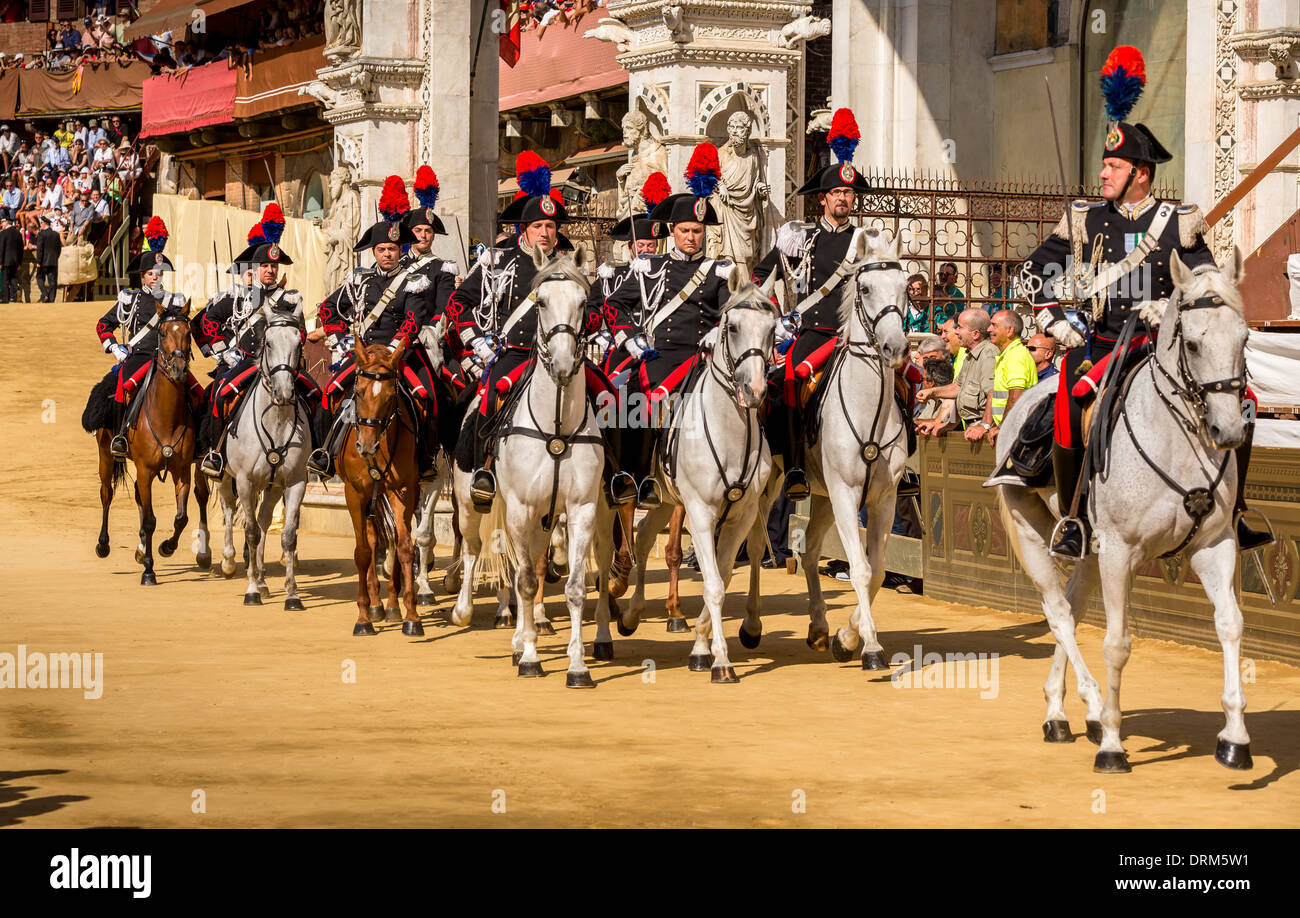 Cavalry parade by the carabinieri, Palio di Siena, historical parade ...