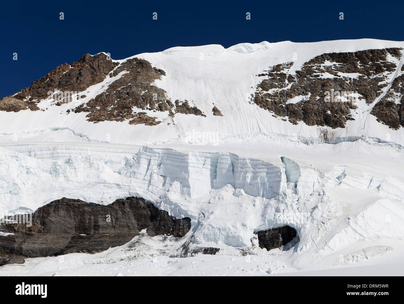Switzerland, Bernese Oberland, Icefall at Aletsch Glacier Stock Photo ...