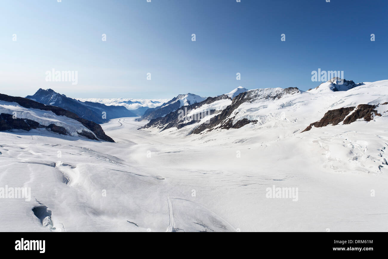 Switzerland, Bernese Oberland, Aletsch Glacier and Jungfraujoch Stock ...