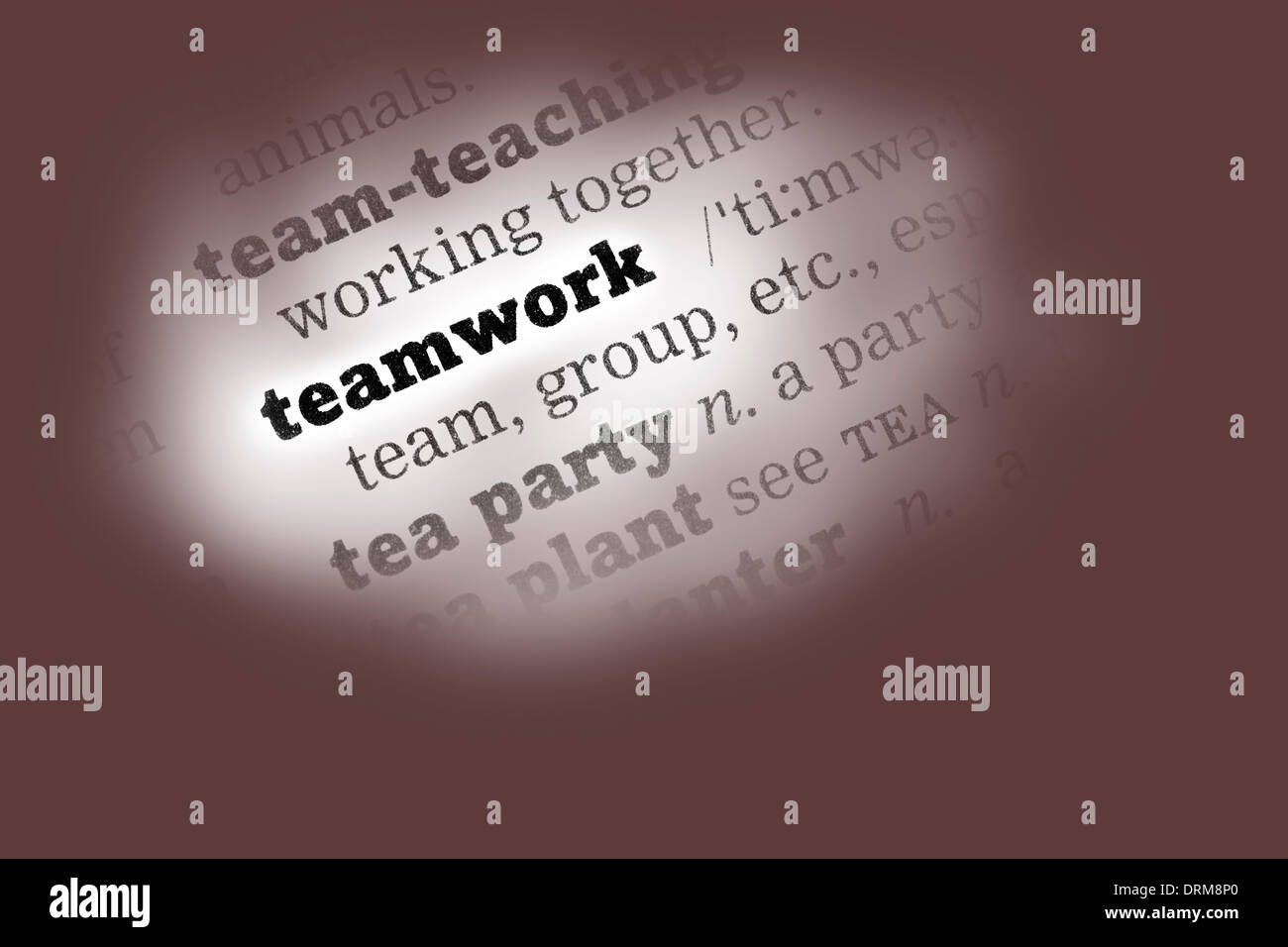 Teamwork Dictionary Definition closeup black and white Stock Photo - Alamy
