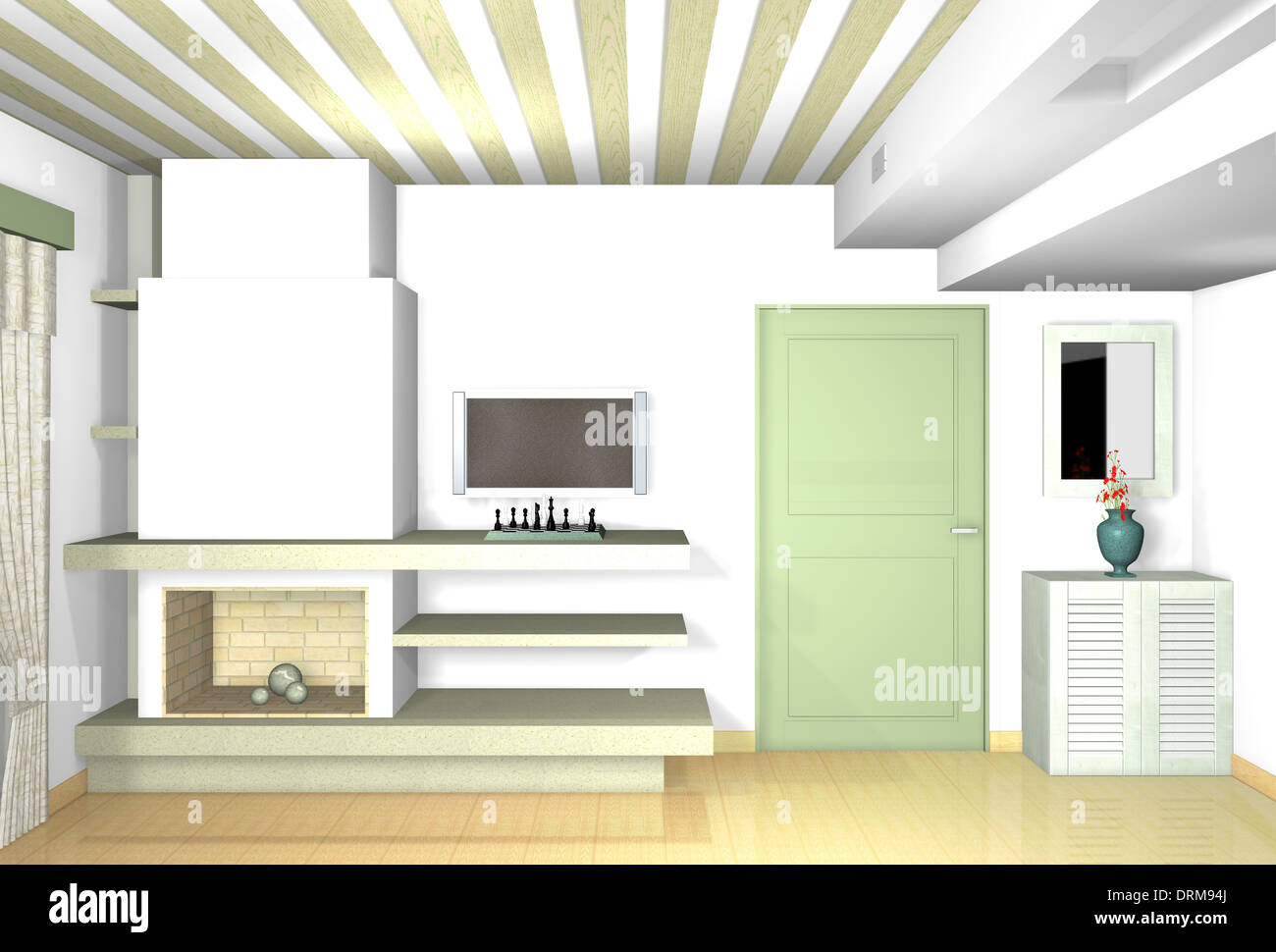 Living room with traditional materials in modern forms Stock Photo - Alamy