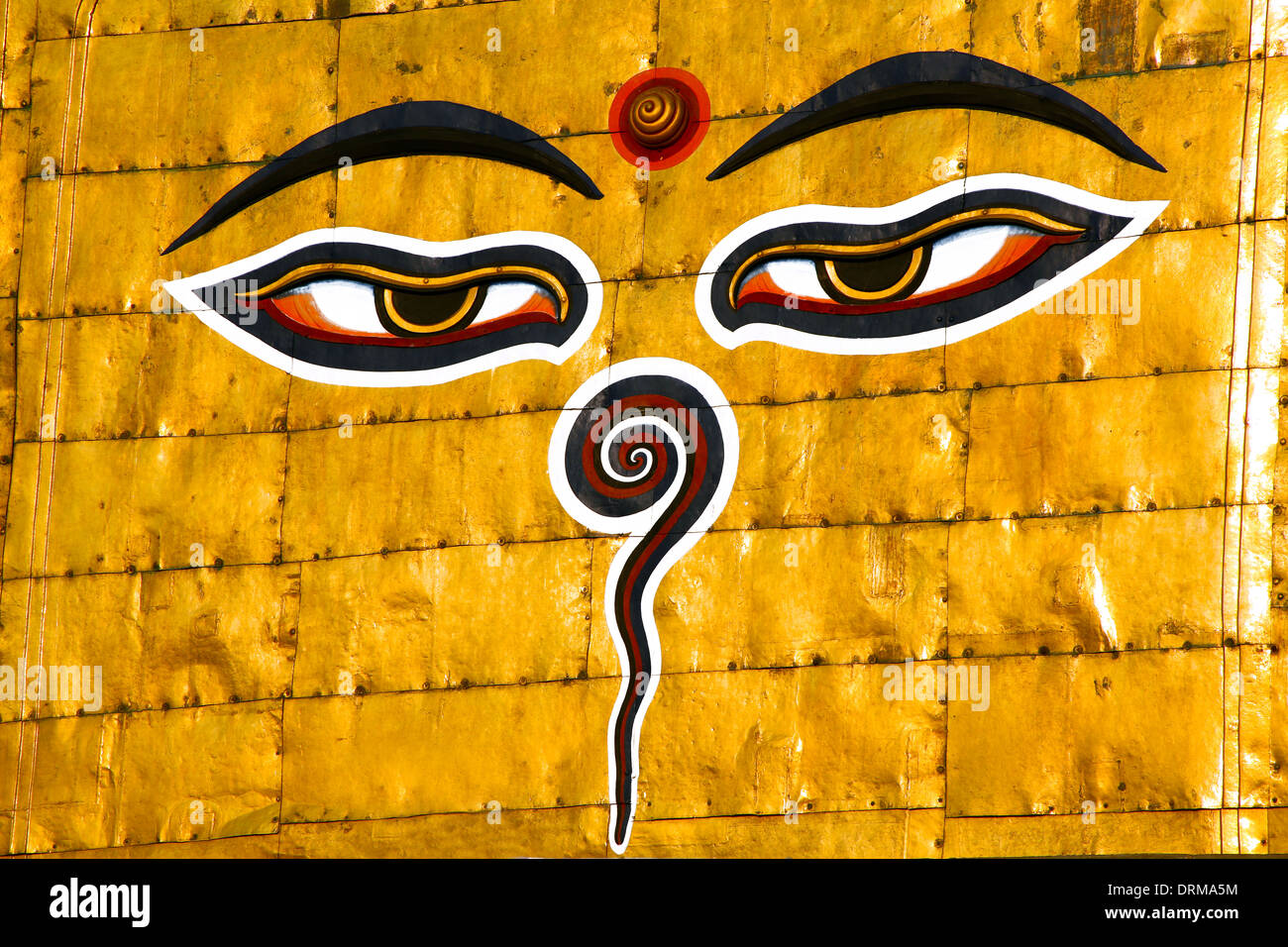 Symbol of Nepal, Buddha's Eyes in Kathmandu Stock Photo - Alamy