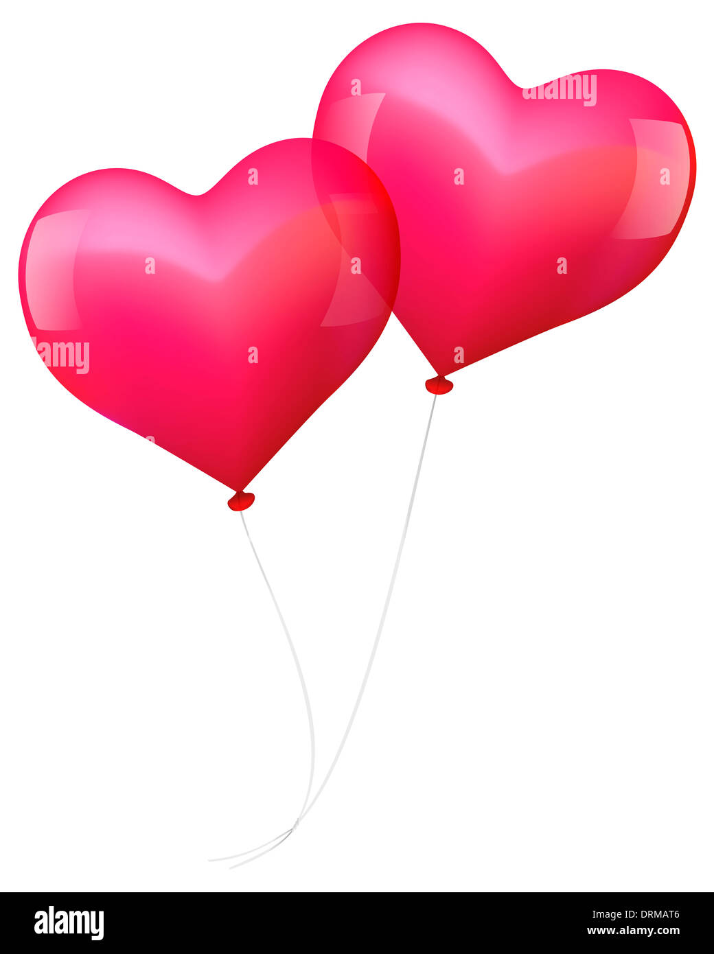 Illustration of two realistic looking pink balloons, which seem to fall ...