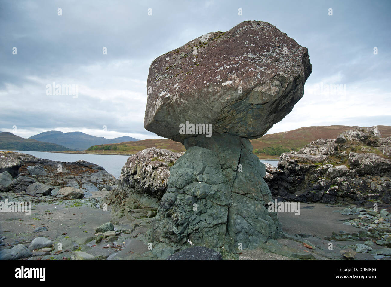 The Mushroom Rock, Croggan, Loch Spelve on the East coast of Mull ...