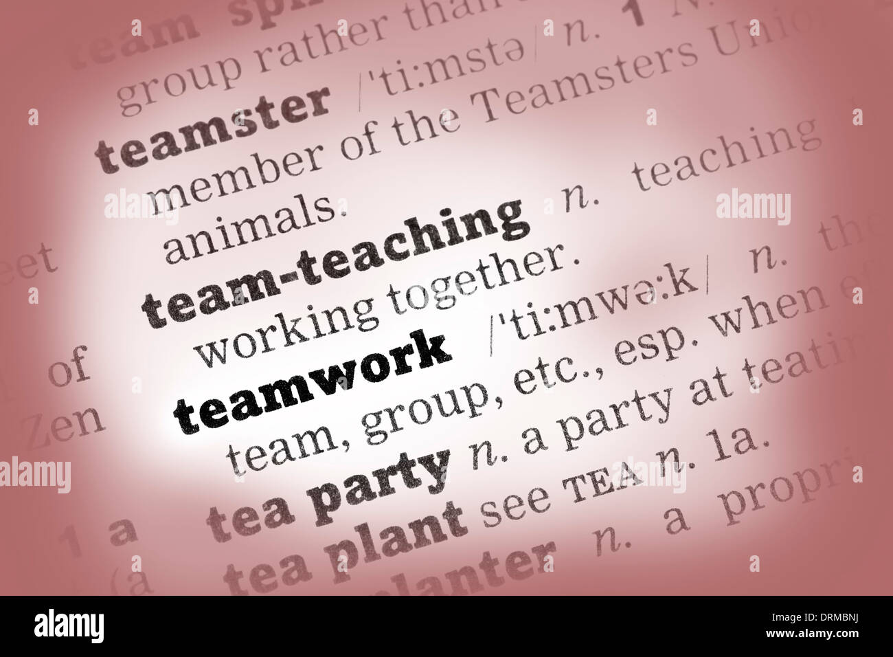 Teamwork Dictionary Definition closeup black and white Stock Photo - Alamy