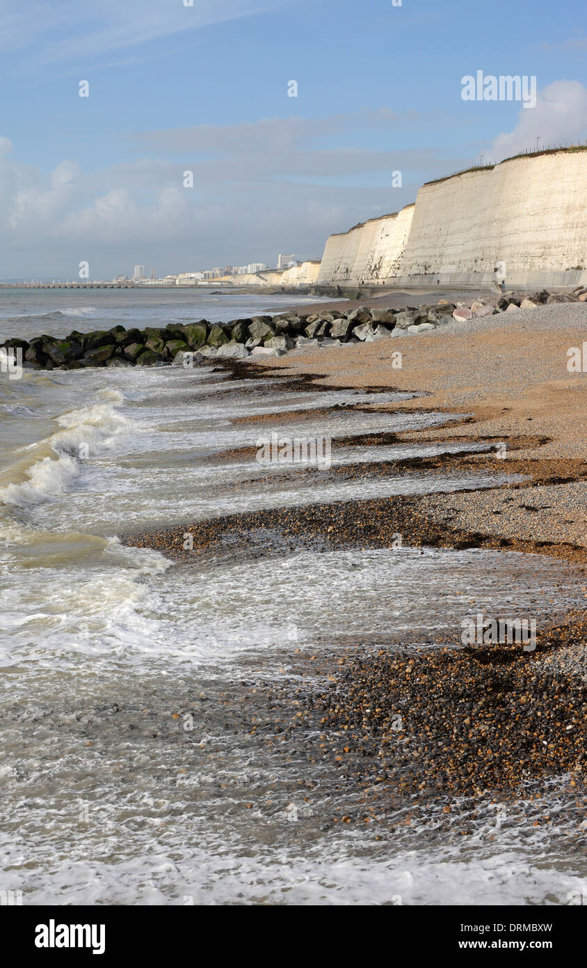Beach and seafront at Rottingdean in East Sussex. England. Looking ...