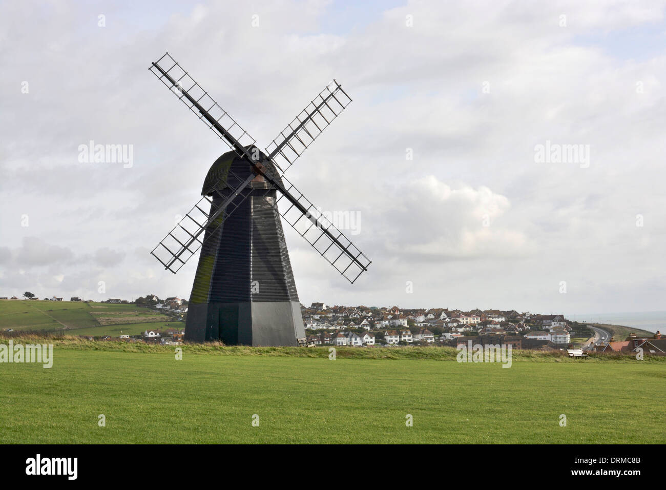 Windmill on cliffs above village of Rottingdean near Brighton in East ...