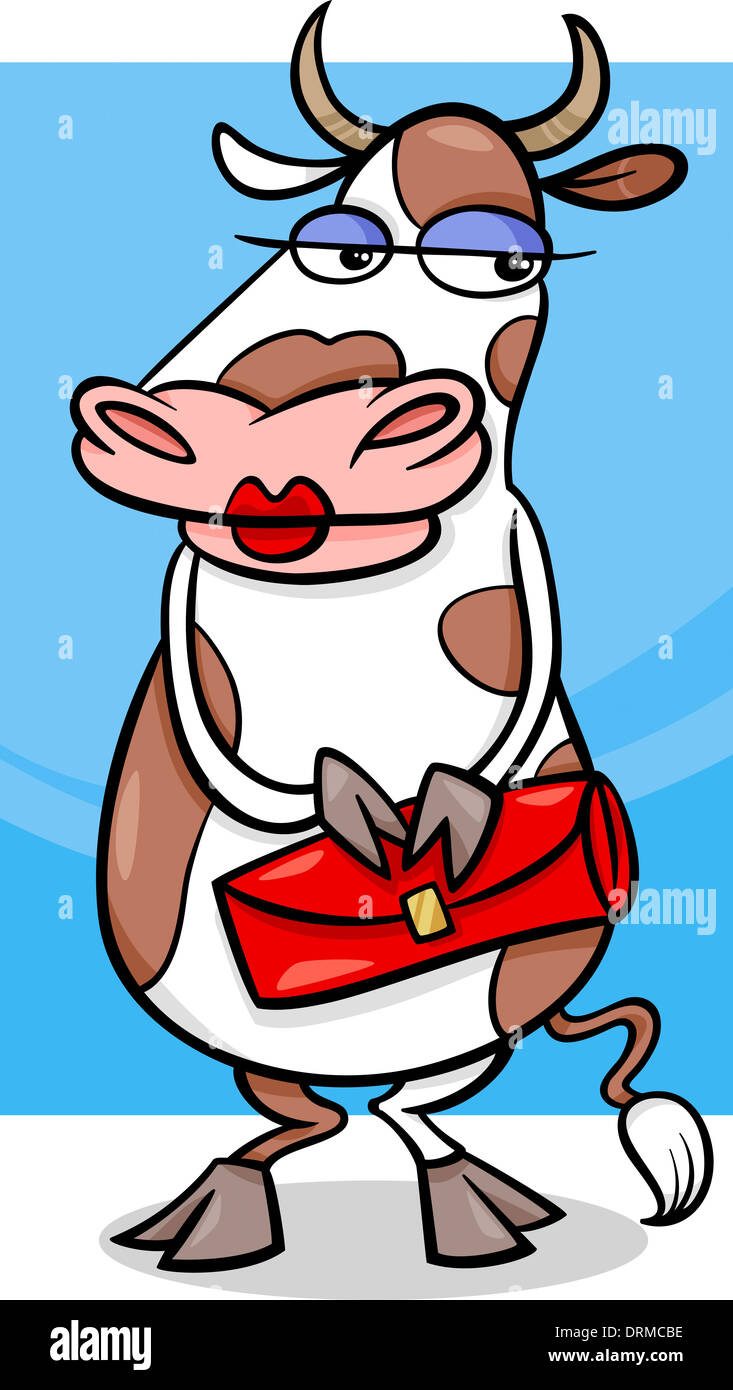 Cartoon Illustration of Funny Elegant Spotted Cow Farm Animal Stock ...