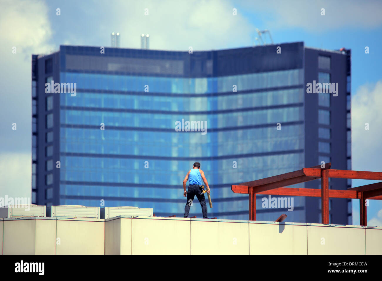 repairment worker at rooftop Stock Photo - Alamy