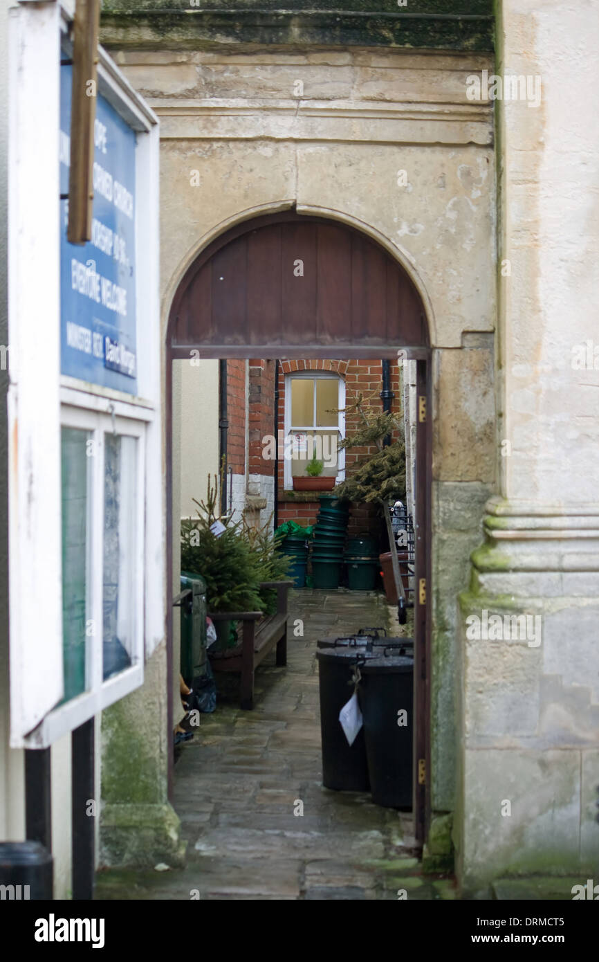 Arched passage way at the side of a Church in Weymouth,Dorset Stock ...