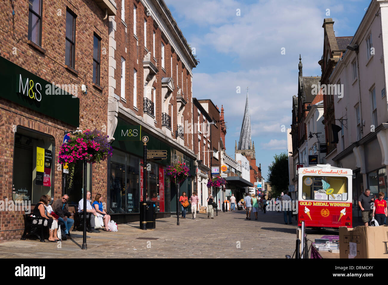 Chesterfield town famous for its Crooked spire church in Derbyshire ...