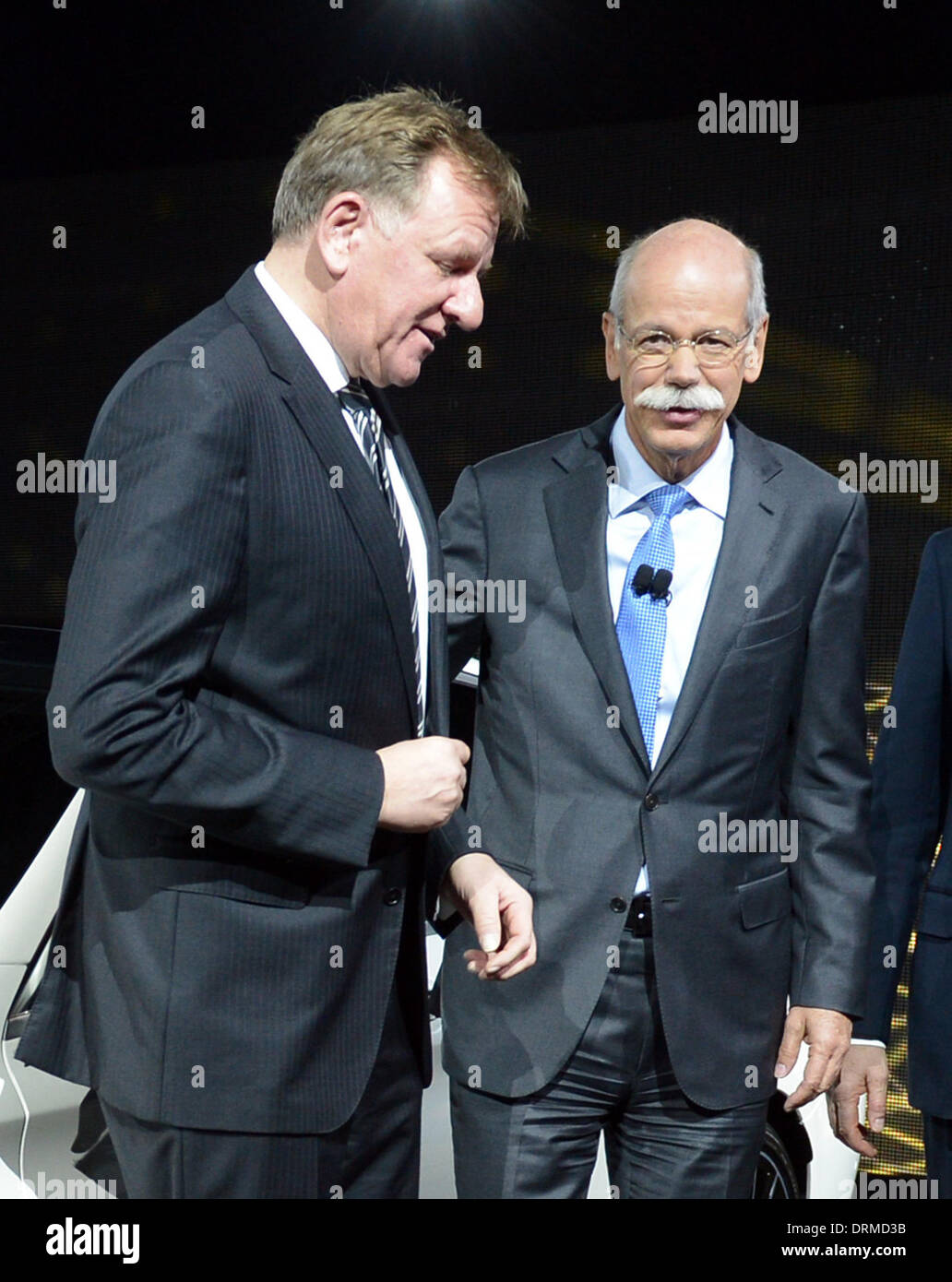 Andreas Renschler (L), board member of Daimler AG, and Dieter Zetsche ...