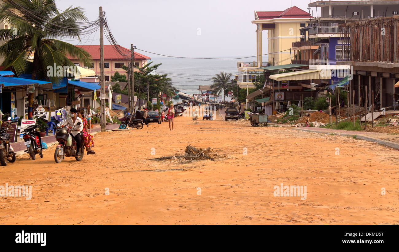 Dusty Dirty Main Street Road Sihanoukville Cambodia South East Asia ...