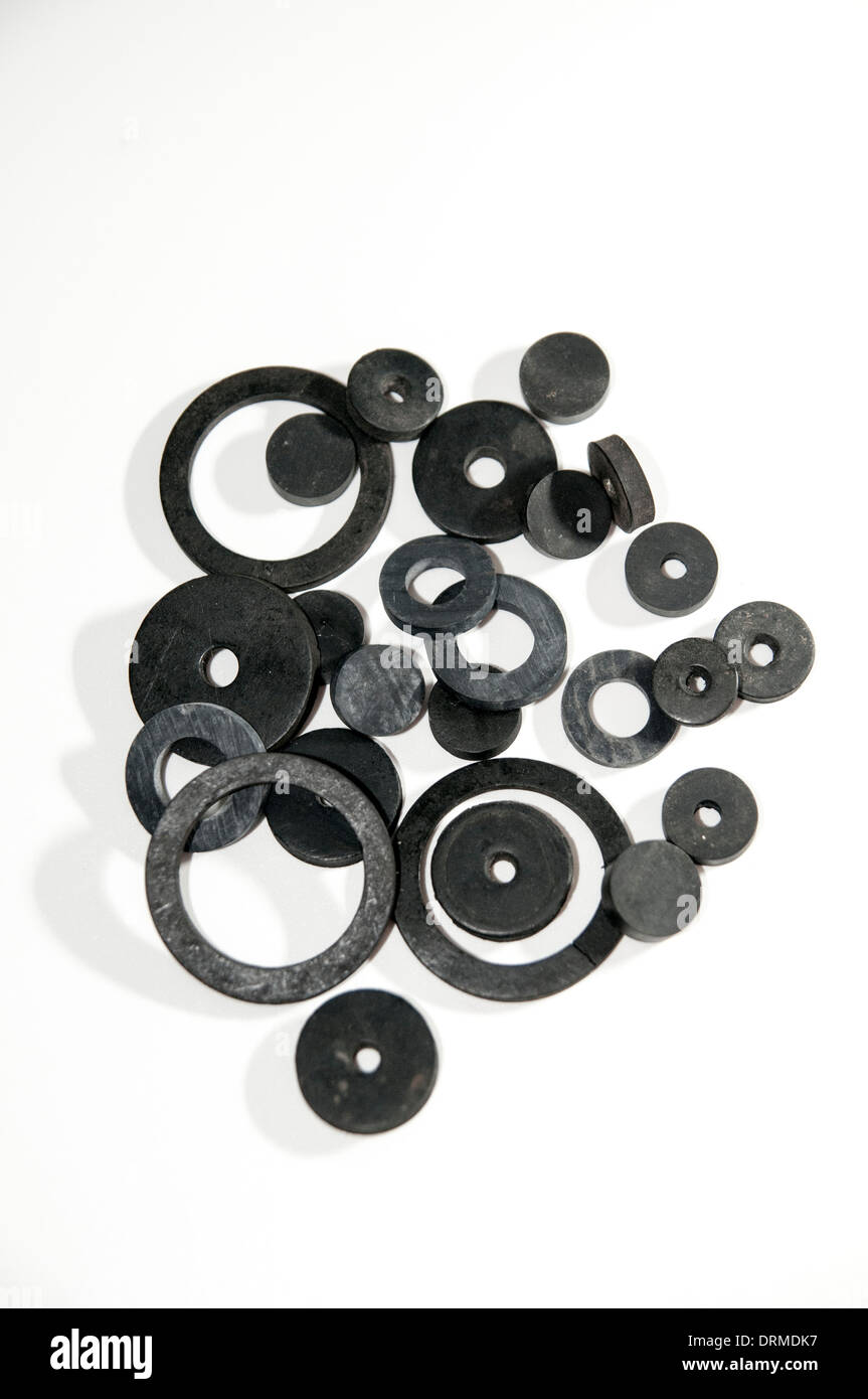 washers and plumbing tools On white Background Stock Photo - Alamy