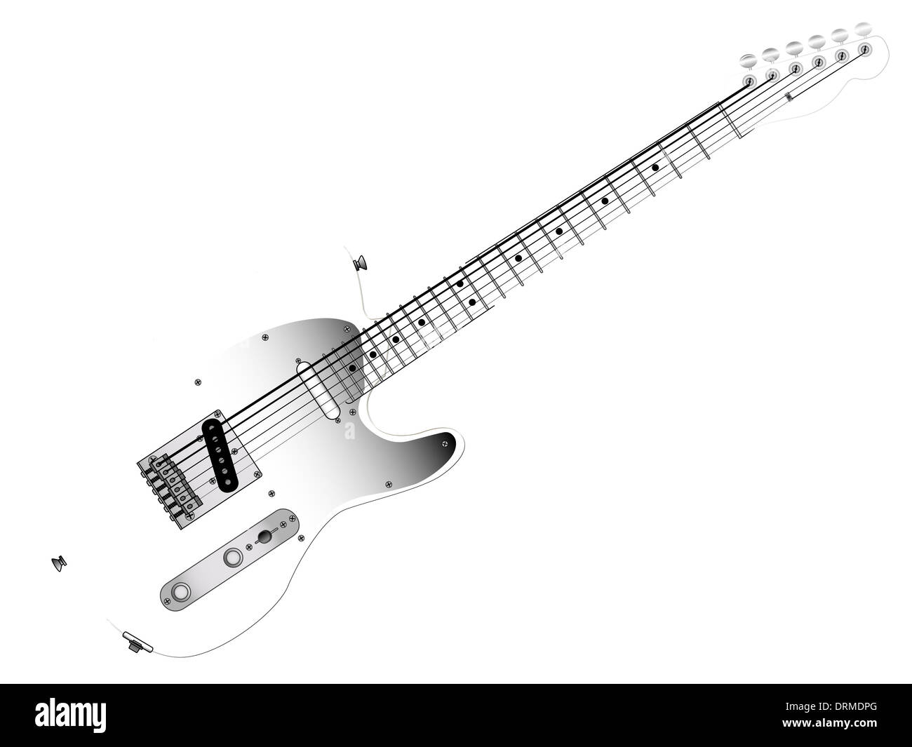 An almost invisible electric guitar isolated on a white background ...