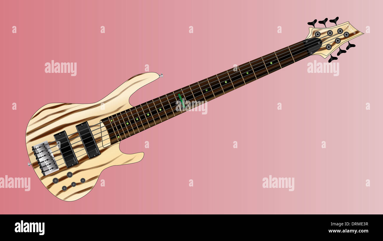 A generic six string wooden body bass guitar Stock Photo - Alamy