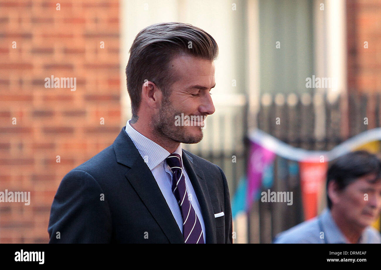 David Beckham arrives outside Number 10 Downing street to hand in a ...