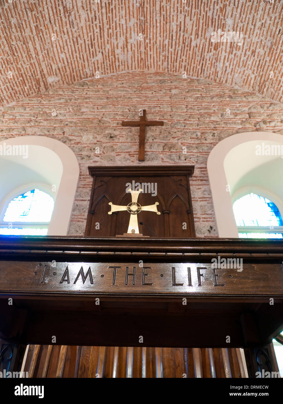 Religion christianity jesus church inside crucifix cross vertical Stock ...