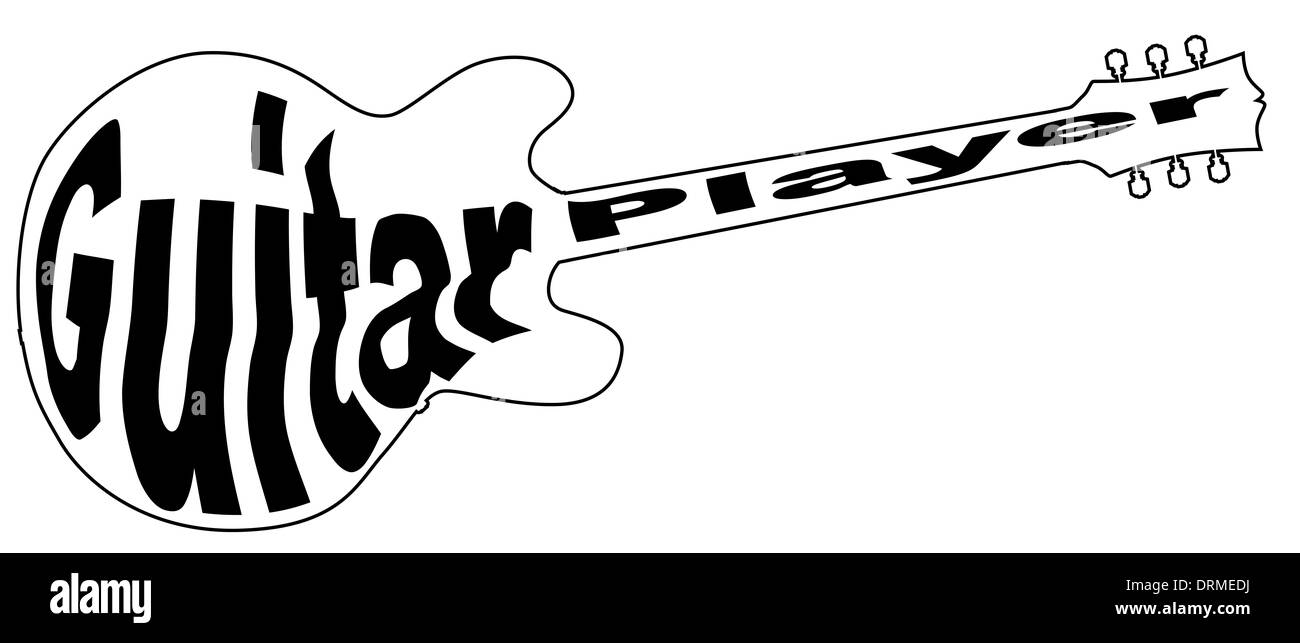 A white silhouette of a generic guitar shape with the words 'guitar ...