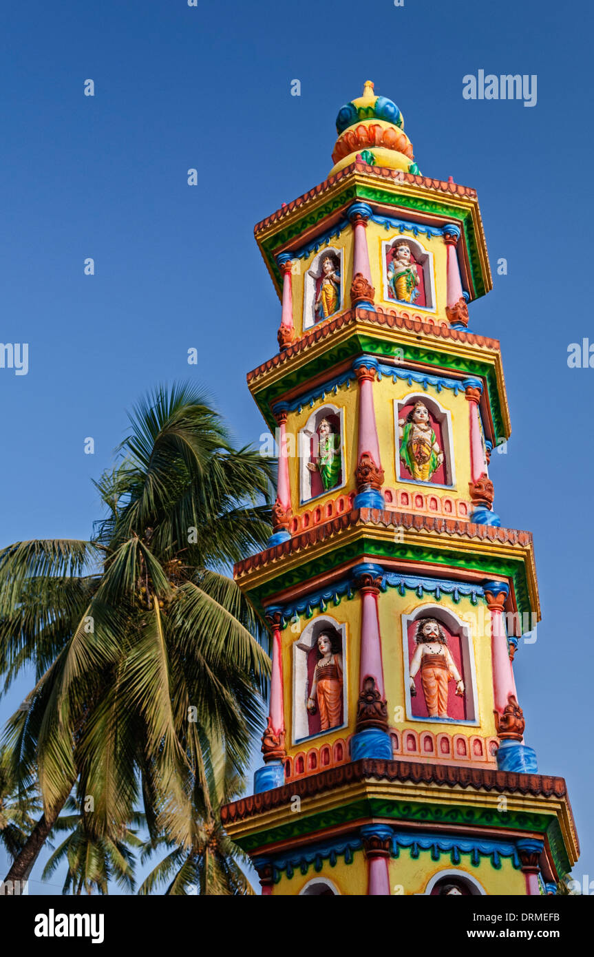 Lamp tower or dipmal at Shanta Durga Hindu temple Calangute Bardez Goa ...