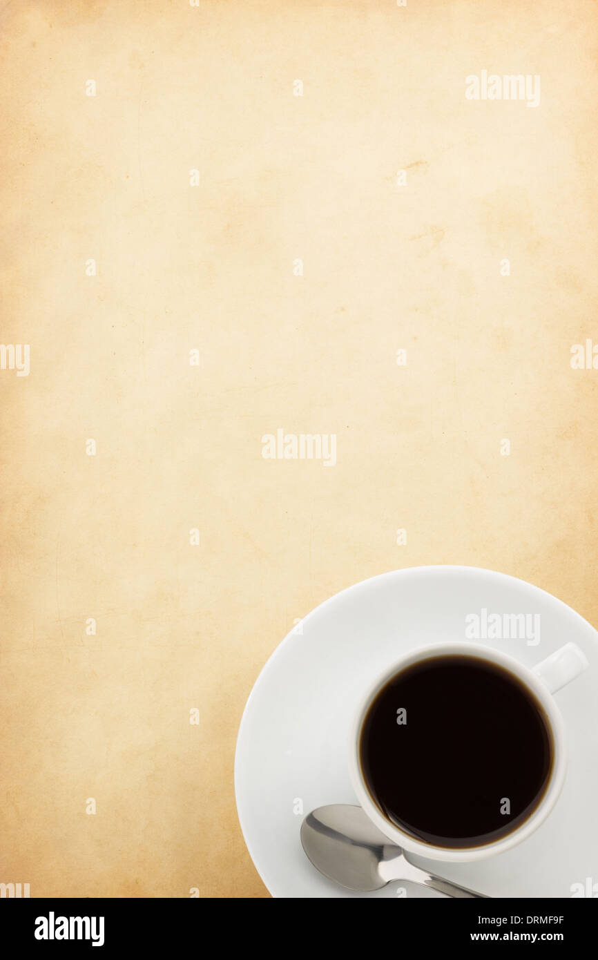 cup of coffee and parchment as background Stock Photo - Alamy