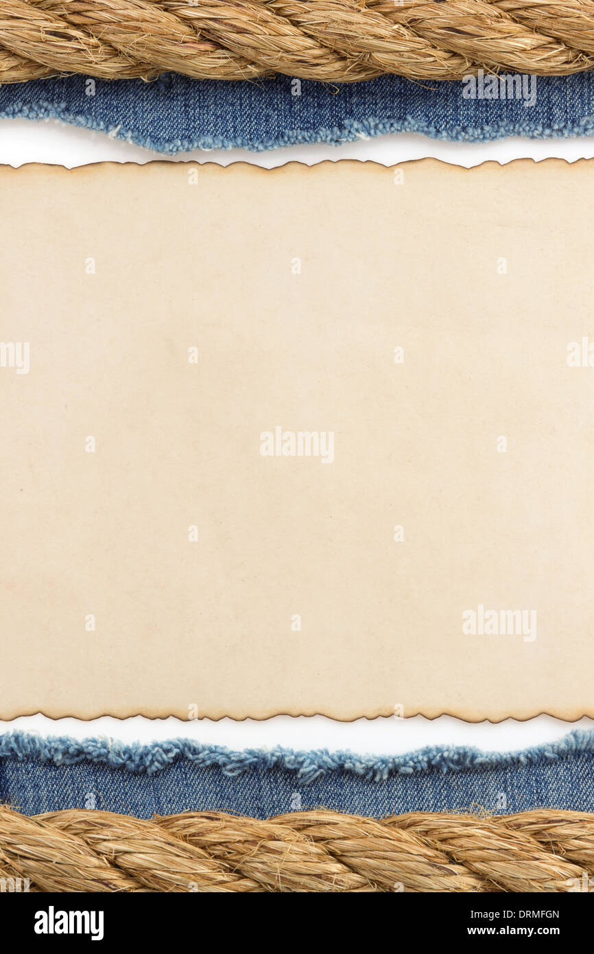 ship ropes on jeans background texture Stock Photo - Alamy