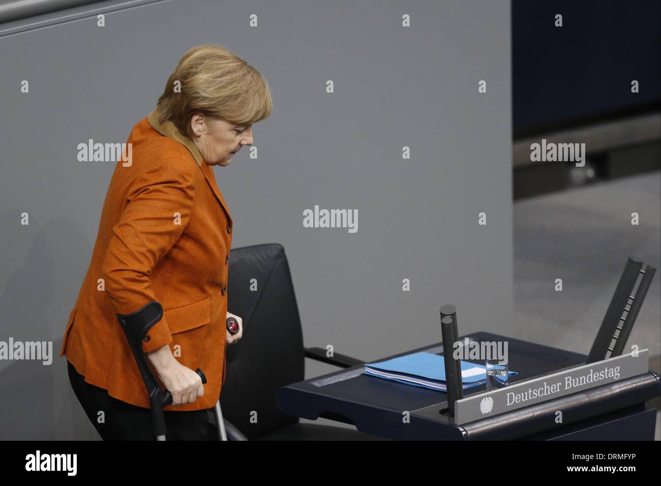 Berlin, Germany. 29th Jan, 2014. Chancellor Merkel gives a Government ...