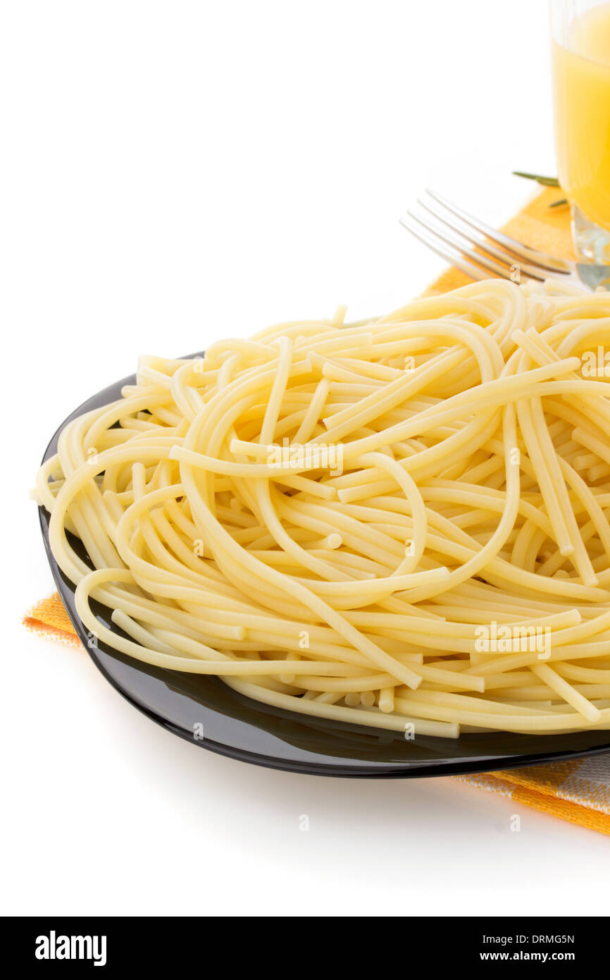 pasta in plate isolated on white background Stock Photo - Alamy